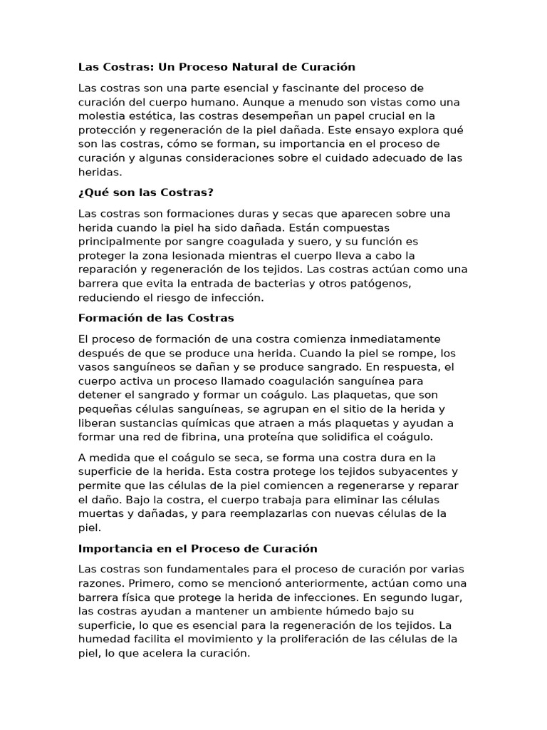 Importancia de las Costras en la Curación | PDF | Cicatrización de la ...