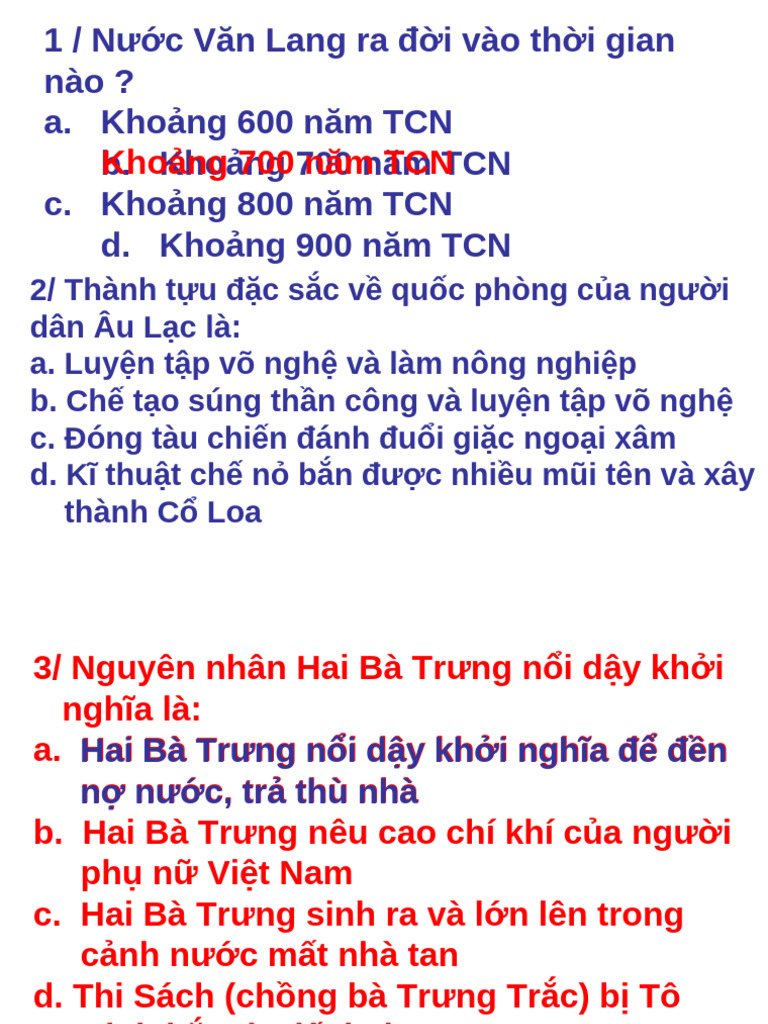 On Tap Lich Su Lop 4 Cuoi HKI 2739c | PDF