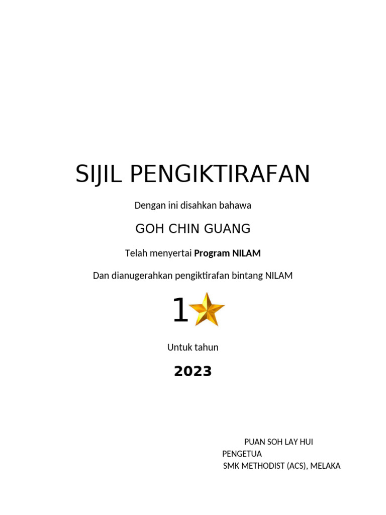 Sijil Pengiktirafan | PDF