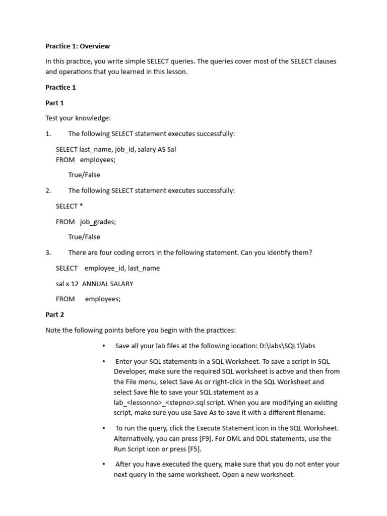 Practice 1 | PDF | Sql | Databases