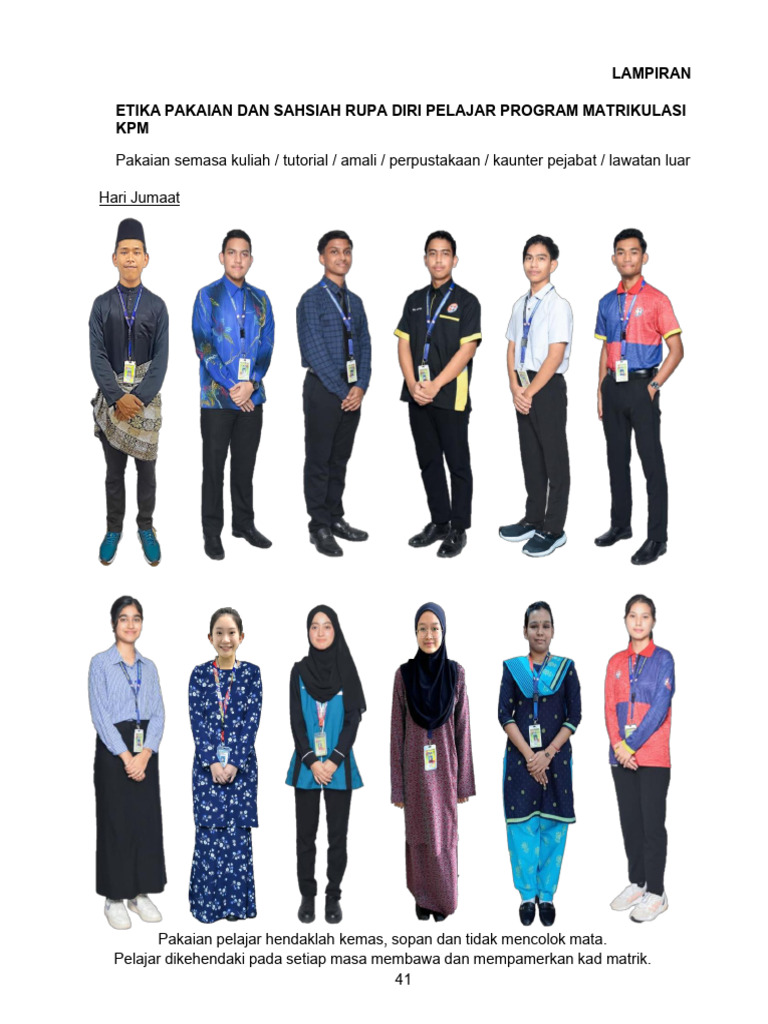 Etika Pakaian Pelajar Matrikulasi | PDF