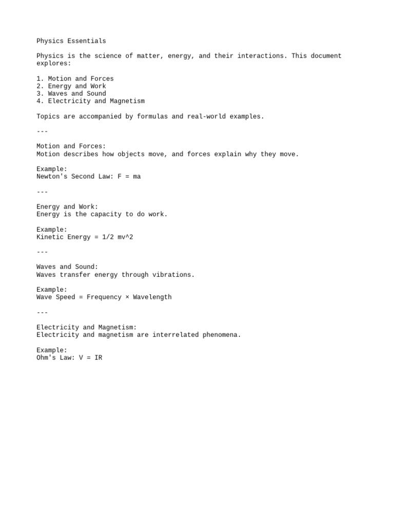 Physics Essentials | PDF