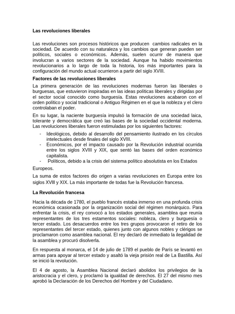 Revoluciones Liberales y Sociales en Historia | PDF | Fidel Castro | Cuba
