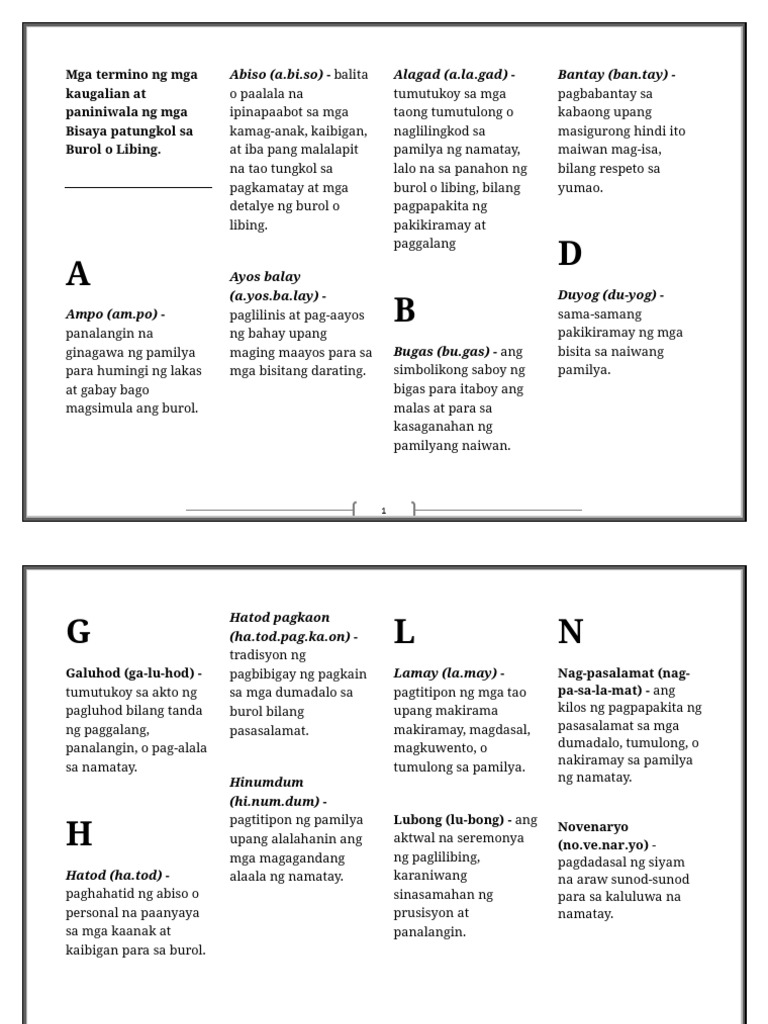 Mga-termino-ng-mga-kaugalian-at-paniniwala-ng-mga-Bisaya-patungkol-sa-Burol-o-Libing (1) | PDF