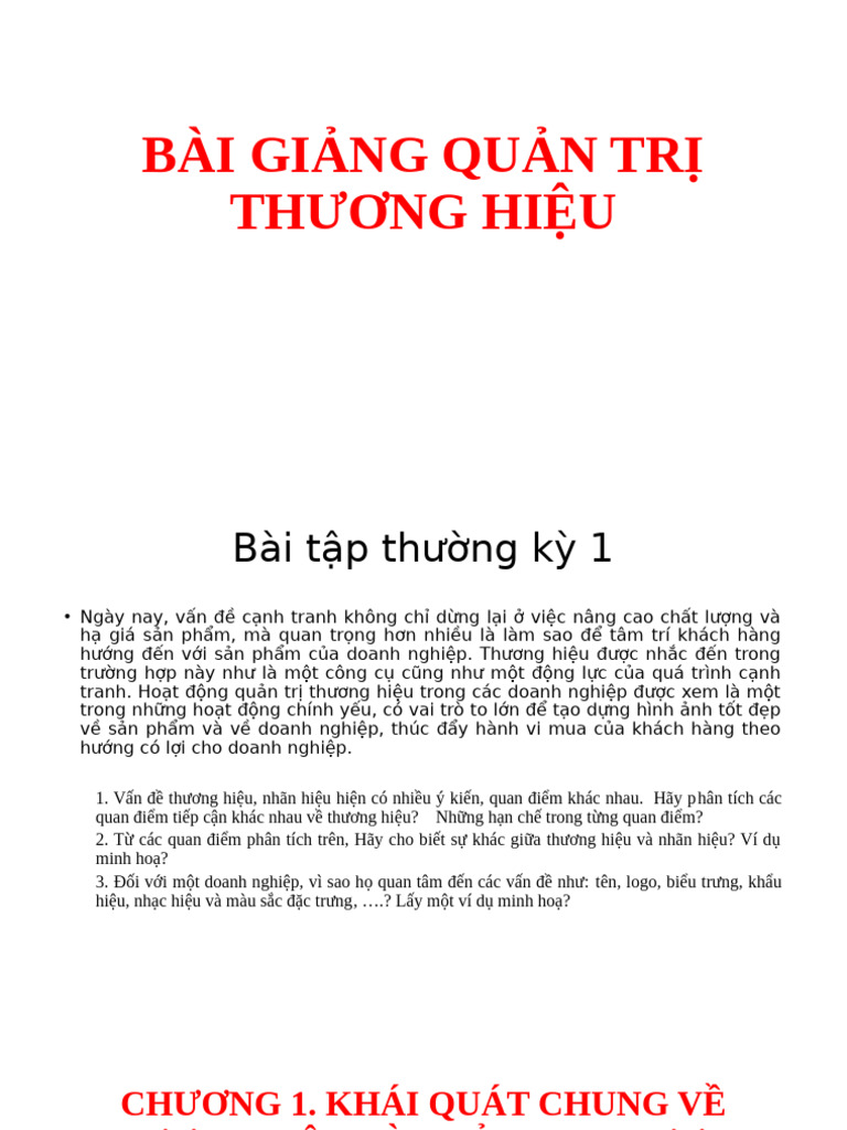 Slide Quan Tri Thuong Hieu Iuh c1 Tong Quan Qtth | PDF