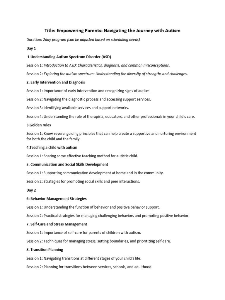Autism Support Program for Parents | PDF | Autism Spectrum ...