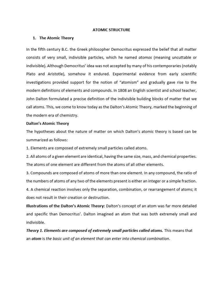 ATOMIC STRUCTURE 1-1 | PDF | Atoms | Neutron