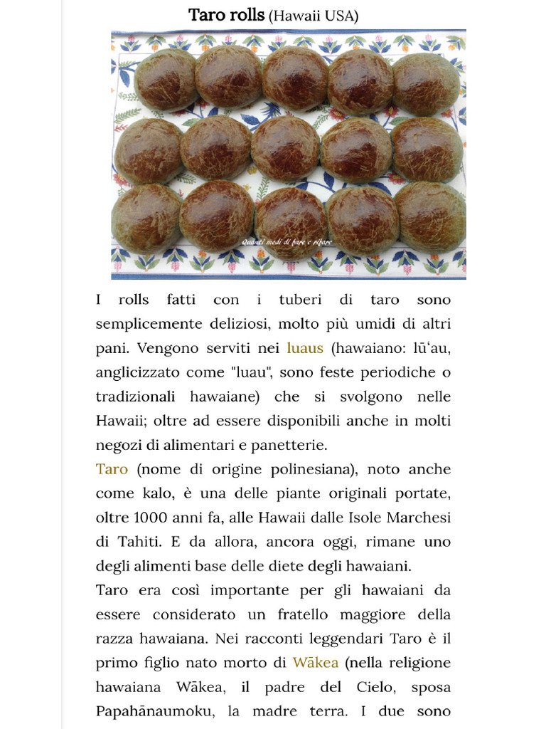 Ricetta Pane Taro Rolls Hawaiano | PDF