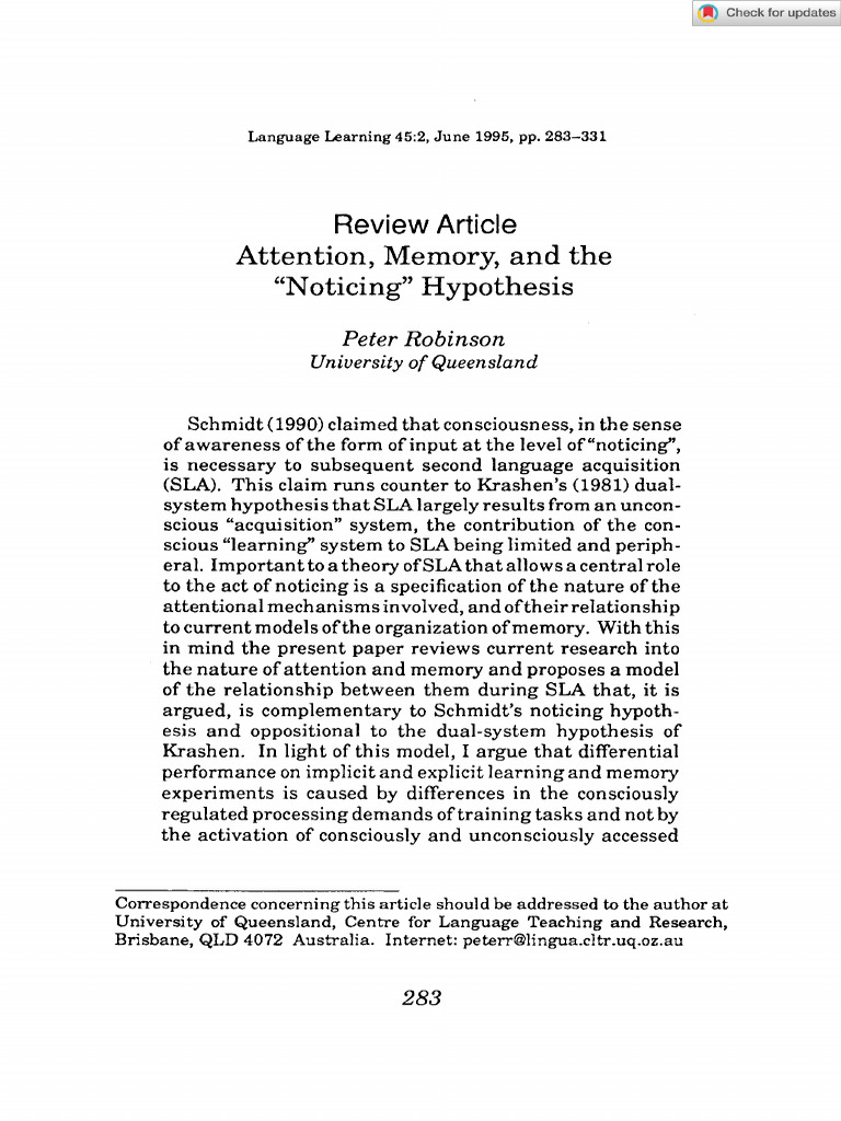 Language Learning - June 1995 - Robinson - Attention Memory and The ...