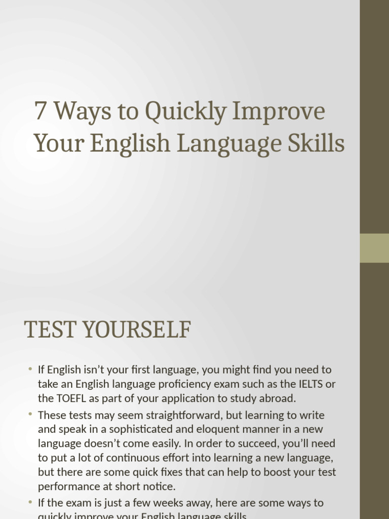 7 Ways to Quickly Improve Your English Language | PDF | English ...