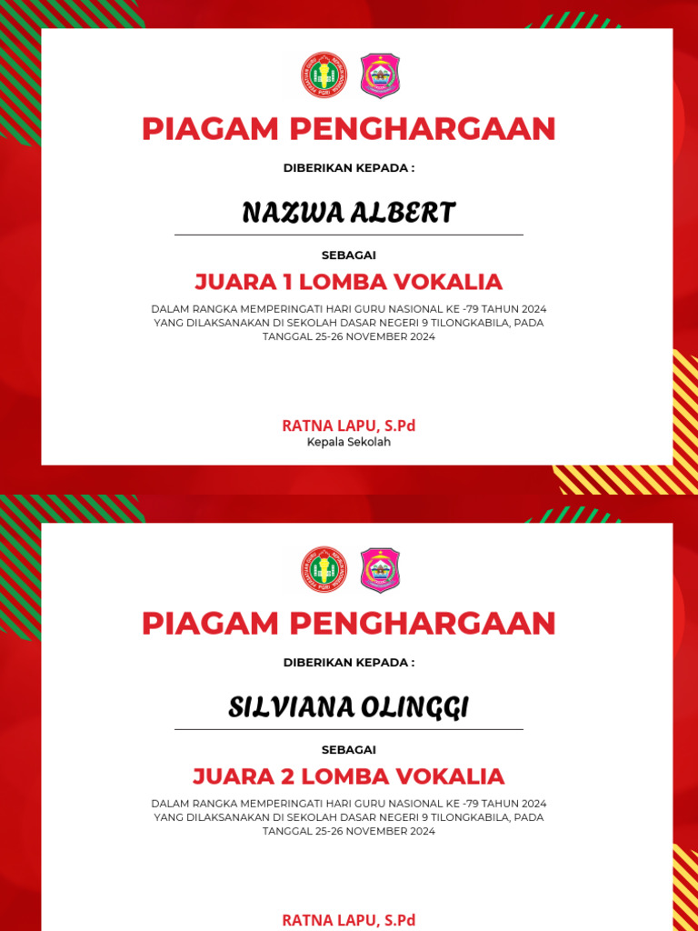Merah Putih Kuning Modern Piagam Penghargaan Sertifikat | PDF