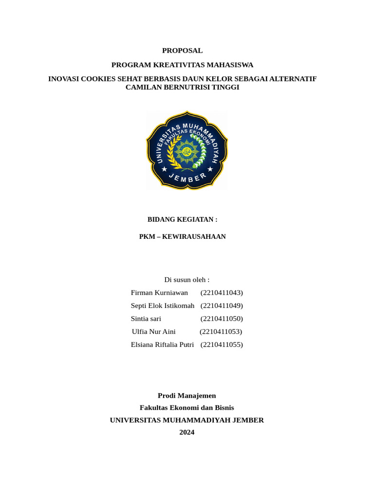Proposal PKM Cookies | PDF