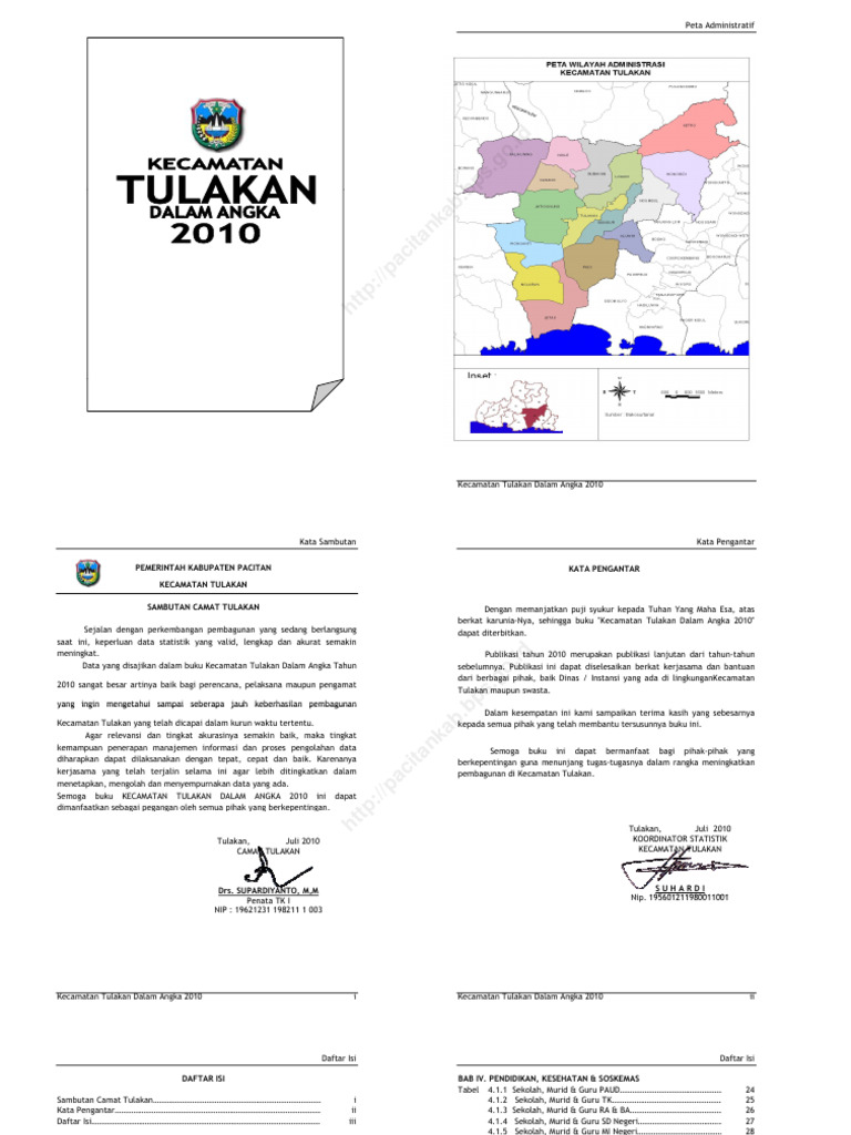 Kecamatan Tulakan Dalam Angka Tahun 2010 Kabupaten Pacitan | PDF