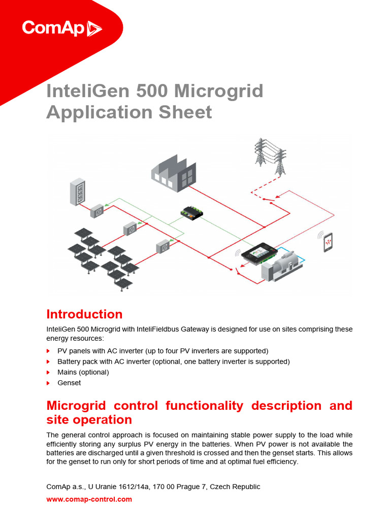 InteliGen 500 Microgrid Application Sheet Rev2 | PDF | Power Inverter | Mains Electricity
