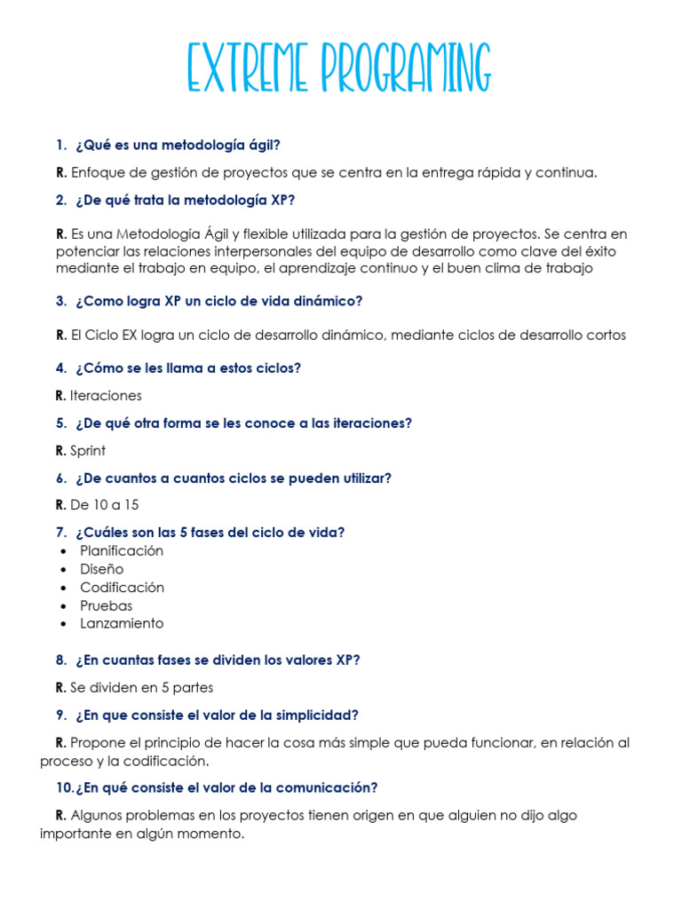Extreme Programing | PDF | Desarrollo Ágil de Software | Informática