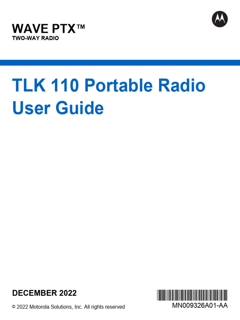 Wave PTX TLK - 110 Portable Radio User Guide | PDF | Trademark | Electronics