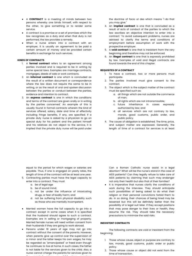 NCM 119 - Chapter 7 Contracts | PDF | Nursing | Salary