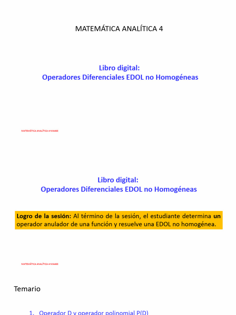 Libro Digital EDOL - NO Homog y Operadores Diferenciales | PDF ...
