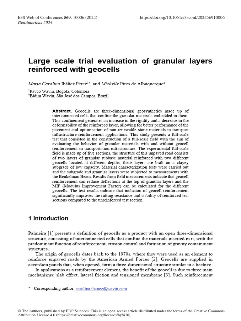 2024 - Large Scale Trial Evaluation of Granular Layers Reinforced With Geocells - Ibáñez & Pires ...