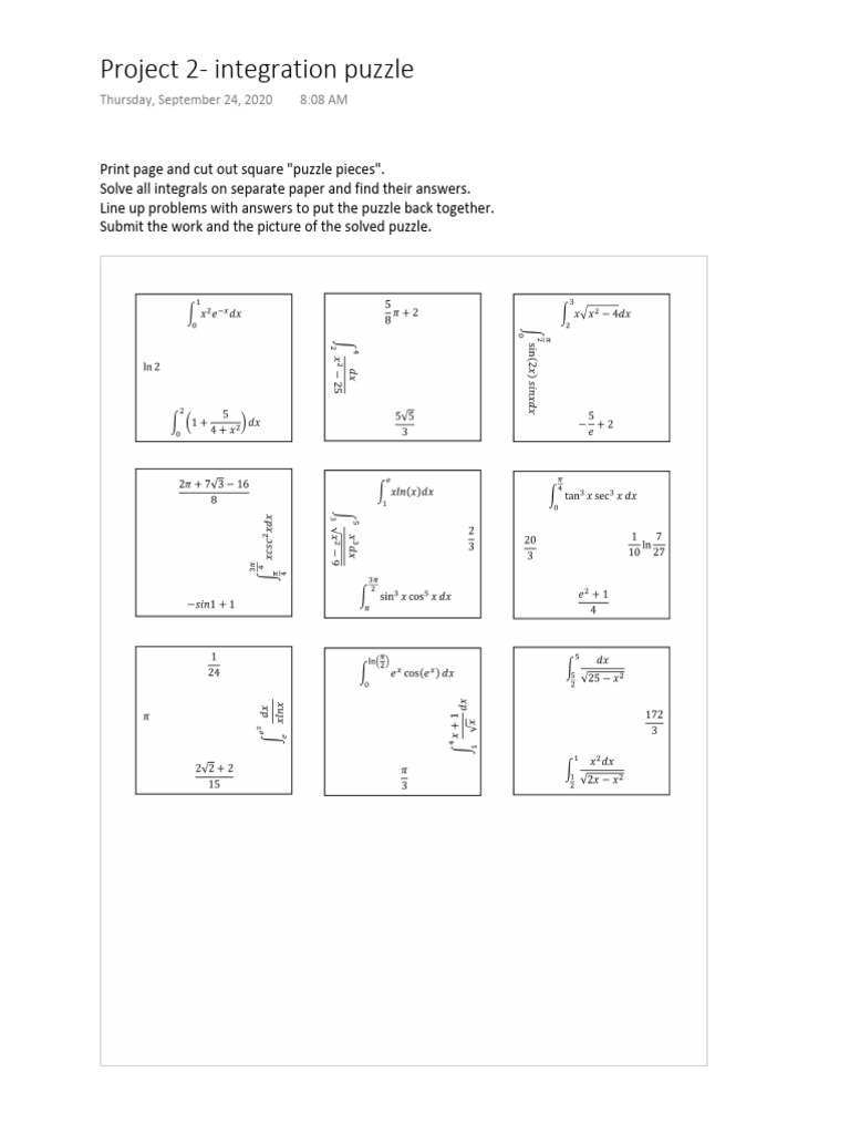 Integration Puzzle | PDF