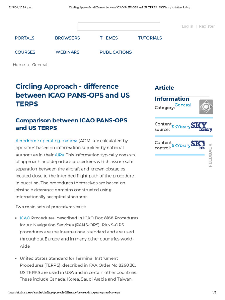 Circling Approach - Difference Between ICAO PANS-OPS and US TERPS ...
