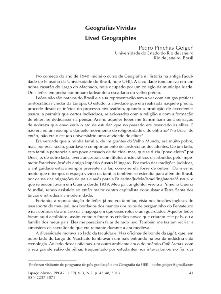 Geografias Vividas: Memórias da UFRJ | PDF | Geografia | Brasil