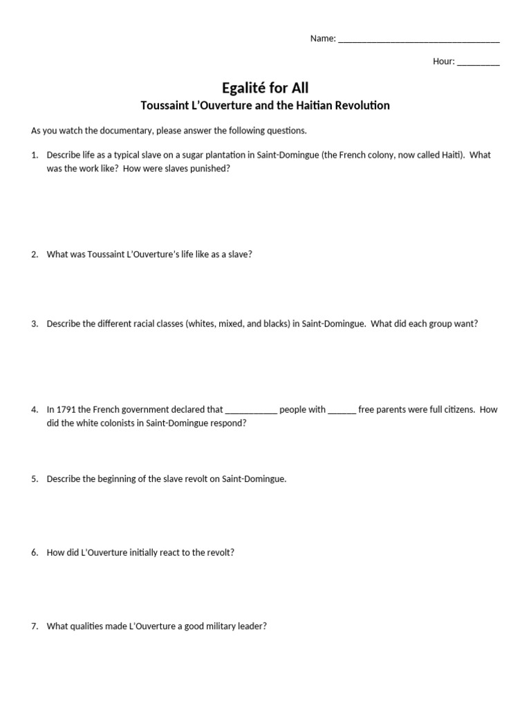 Haitian Revolution Study Guide | PDF