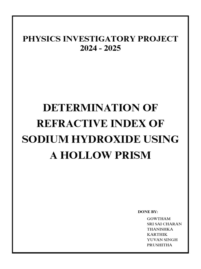 physics investigatory project | PDF | Refractive Index | Refraction