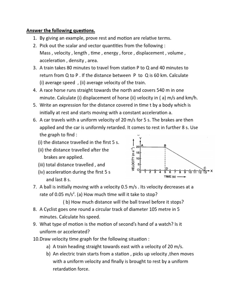 Revision Questions - Motion | PDF