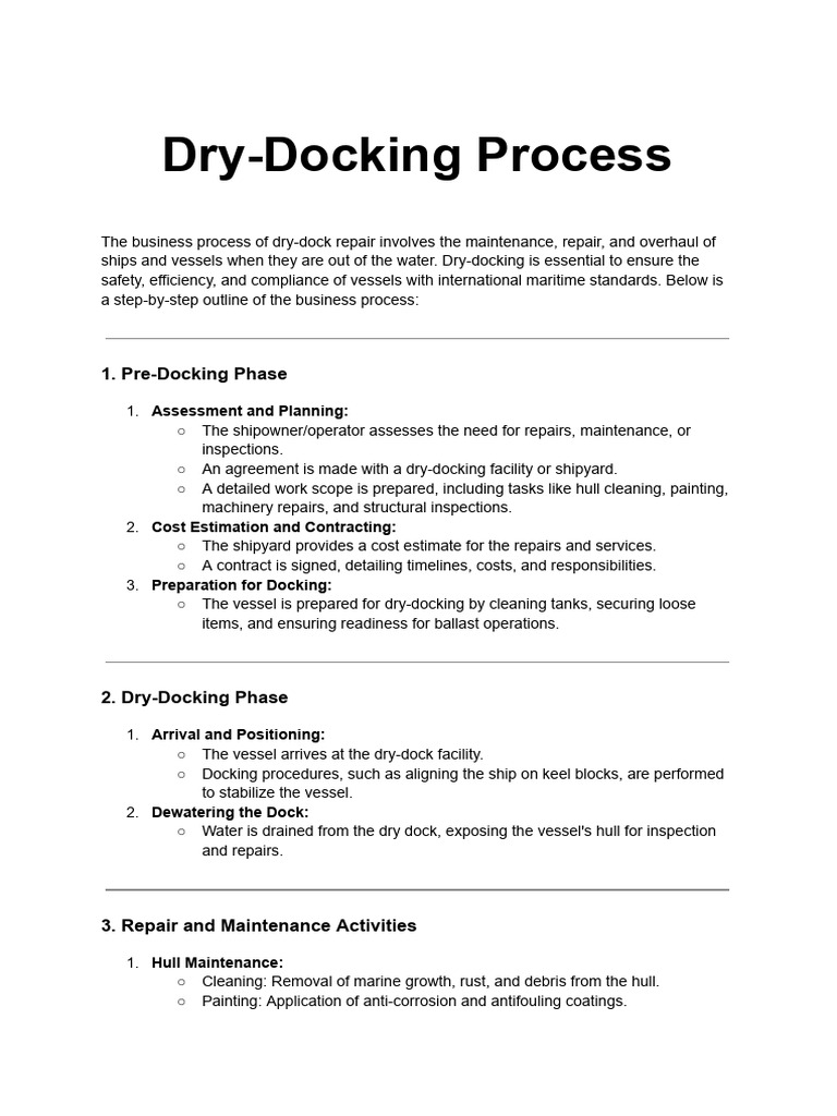 Dry Docking Process | PDF | Ships | Shipping