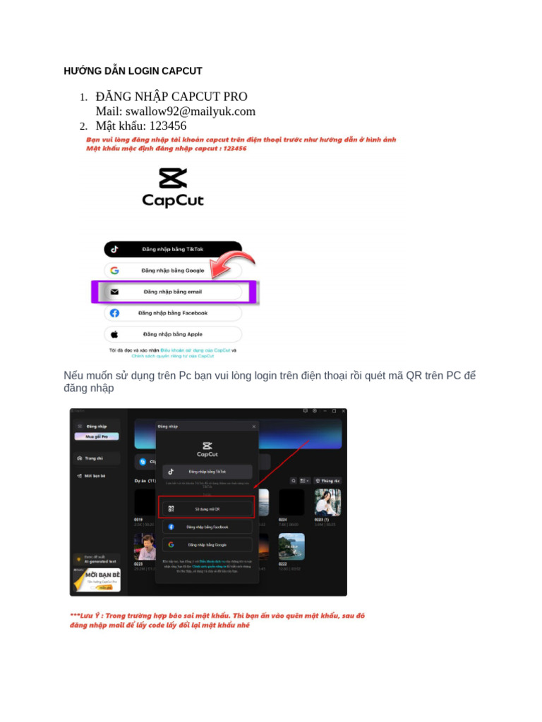 HƯỚNG DẪN LOGIN CAPCUT F51 | PDF