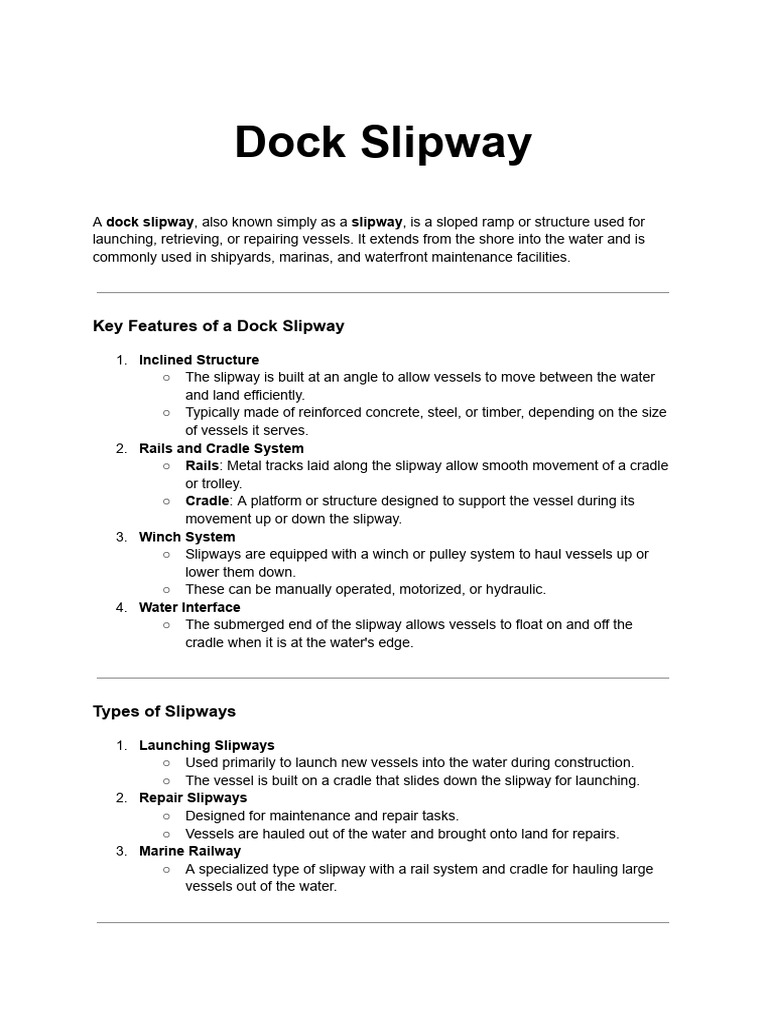 Dock Slipway | PDF | Ships | Shipping