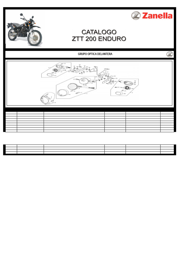 Zanella ZTT 200 Enduro Despiece | PDF | Arandela (Hardware) | Tornillo