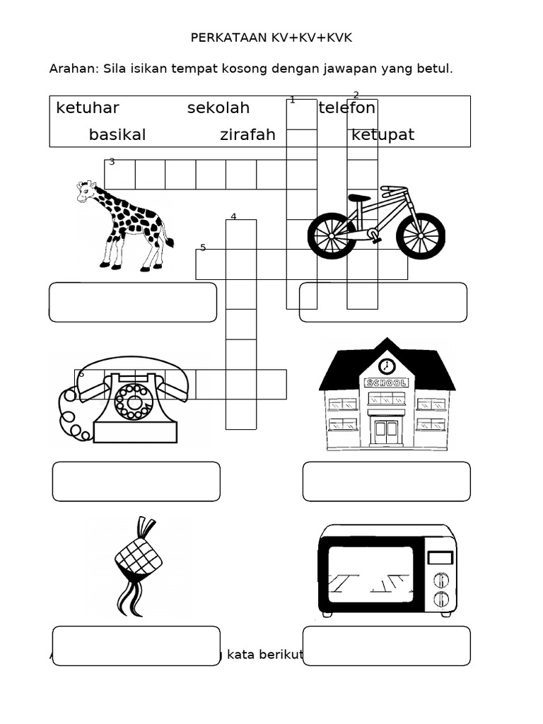 Latihan Perkataan KV+KV+KVK | PDF