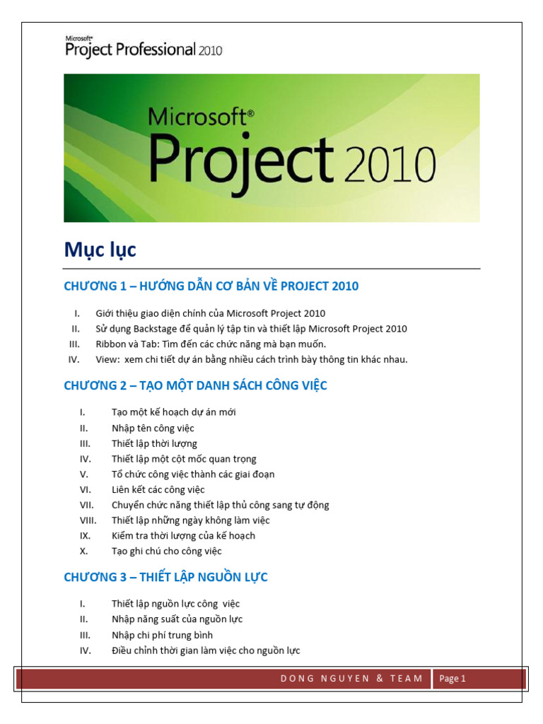 Huong-Dan-Su-Dung-Microsoft-Project-2010-Trang-1 | PDF