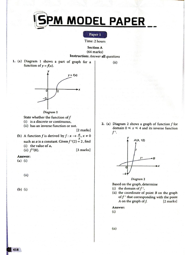 Add Maths SPM Model Test Paper 1 (Pan Asia) | PDF