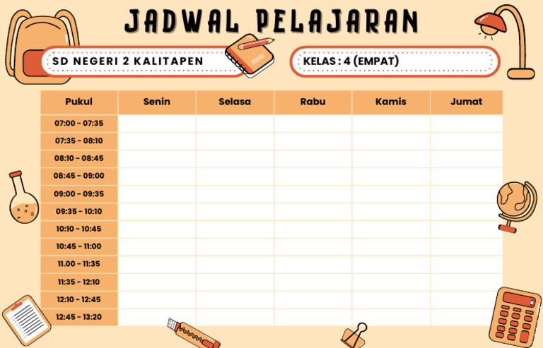 Jadwal Kelas 4 | PDF
