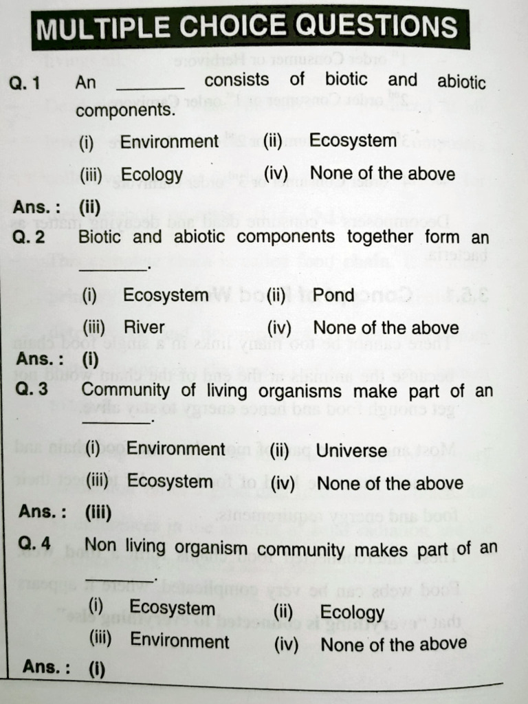 Est ch3 Ecosystems Mcqs | PDF | Ecosystem | Foods