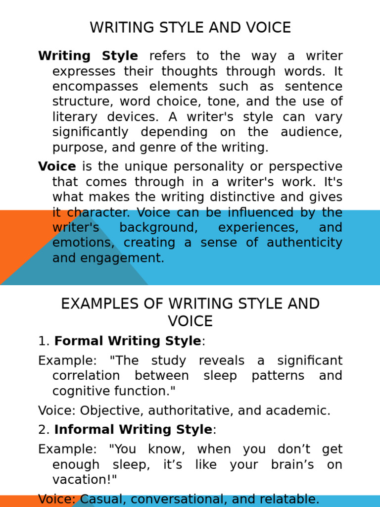 Writing Style and Voice Explained | PDF | Narration | Narrative