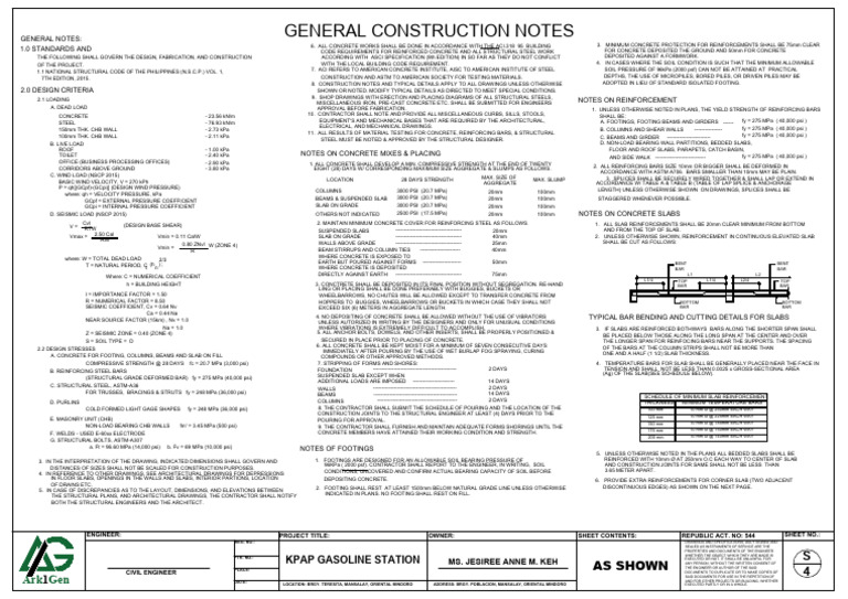 Gas Station Structural Design Notes | PDF | Concrete | Deep Foundation