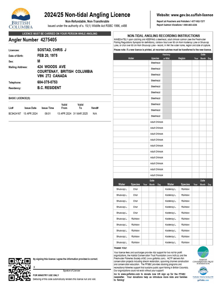 BC Freshwater Fishing Licence | PDF | Rainbow Trout | Fish