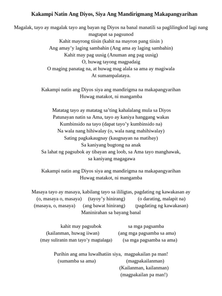 Kakampi Natin Ang Diyos, Siya Ang Mandirigmang Makapangyarihan | PDF