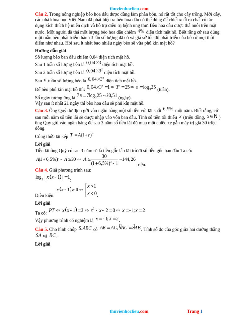 De Cuong On Tap Giua HK2 Toan 11 KNTT | PDF