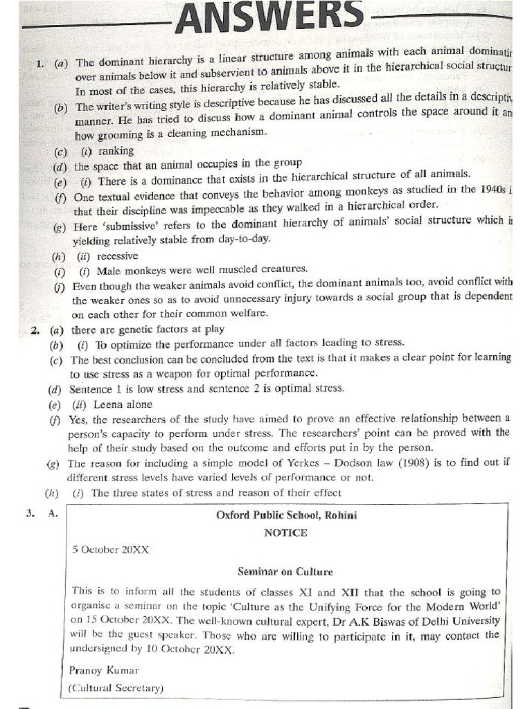 Answer Key of Pre_board 2 English | PDF