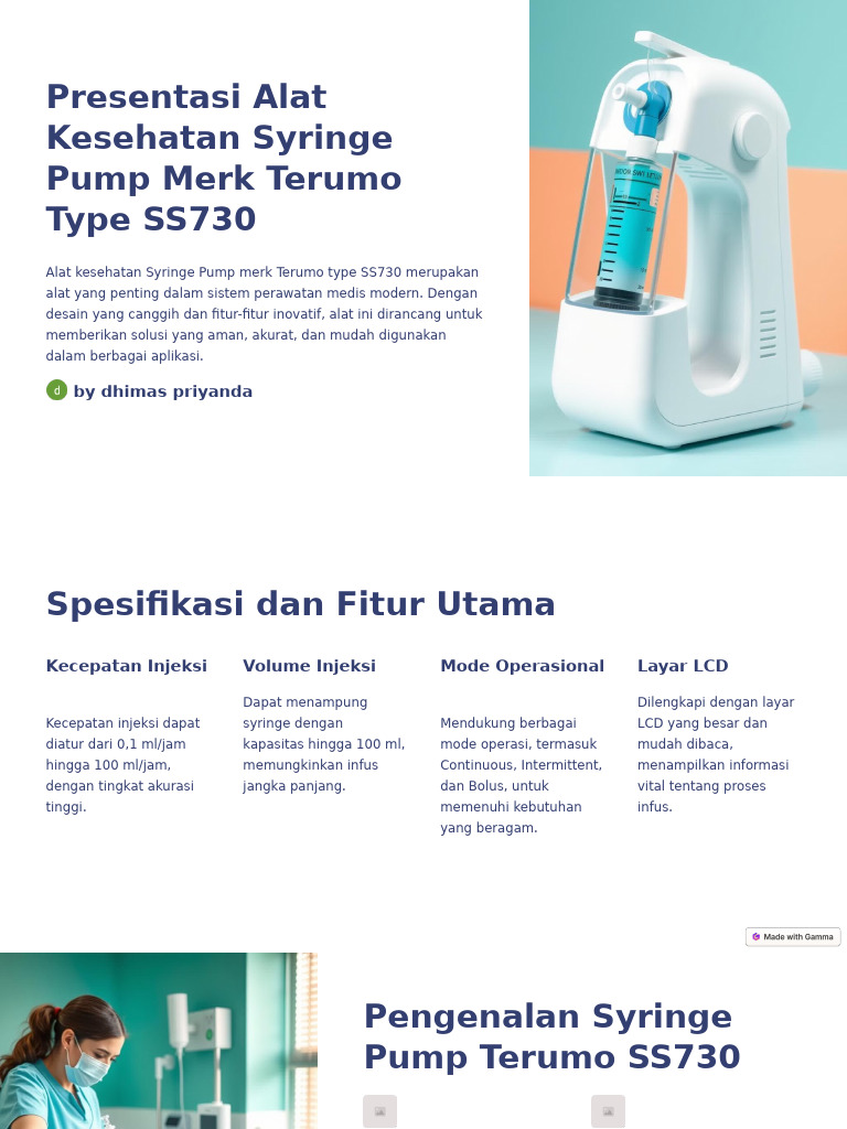 Presentasi-Alat-Kesehatan-Syringe-Pump-Merk-Terumo-Type-SS730 | PDF