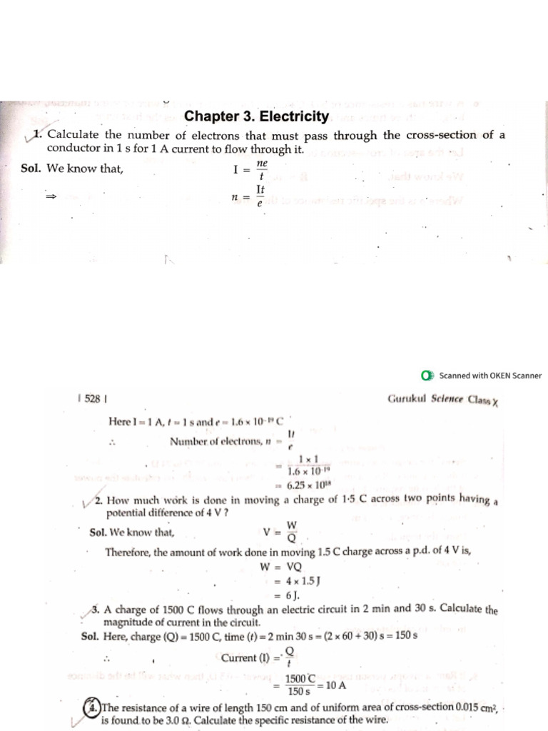 Electricity Numericals | PDF