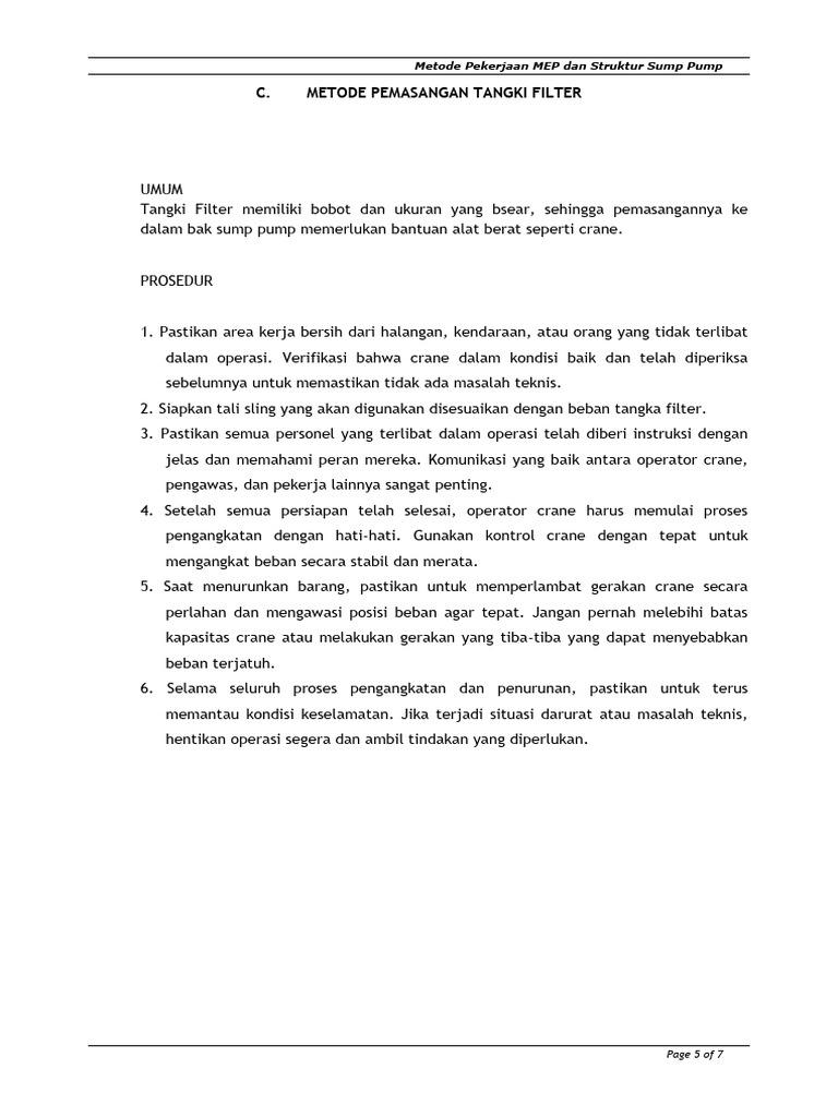 Metode Pengasangan Tangki Filter | PDF
