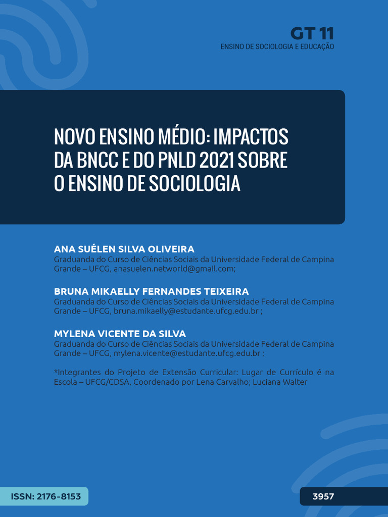 Novo Ensino Médio: Impactos Da BNCC e Do PNLD 2021 Sobre o Ensino de Sociologia | PDF ...
