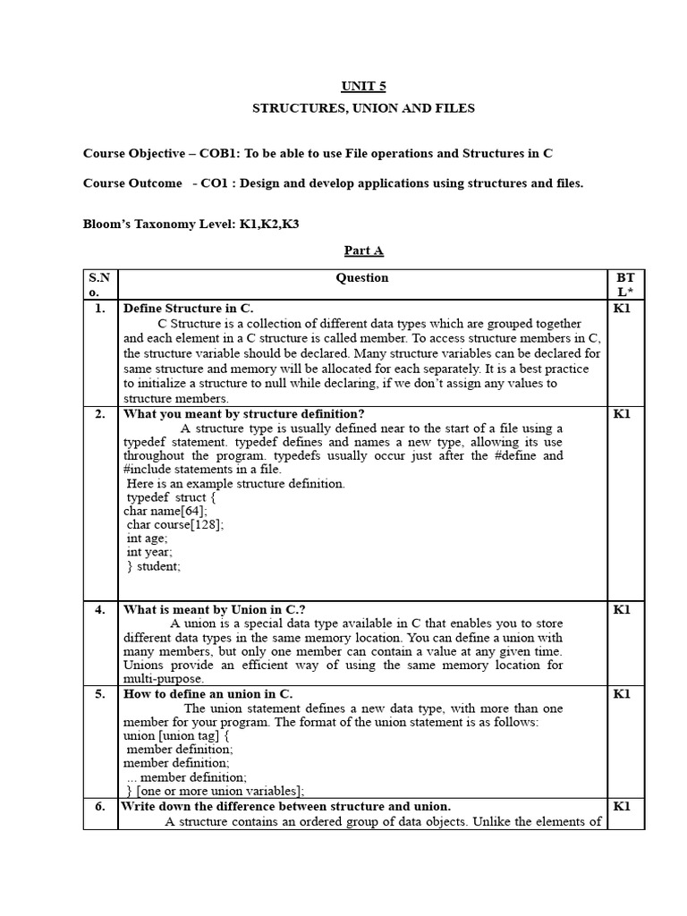 Jcs2121 Prog in c Qb u5 - New.docx | PDF | Computer File | Scope ...