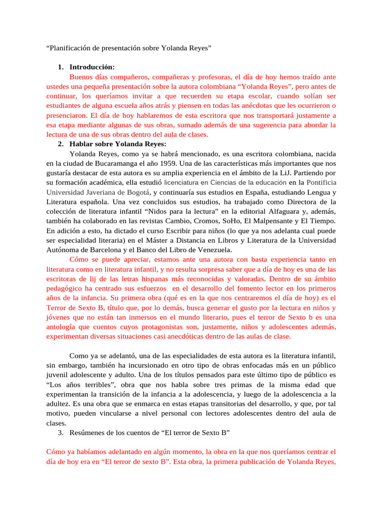Presentación sobre Yolanda Reyes | PDF | Literatura infantil | Adultos